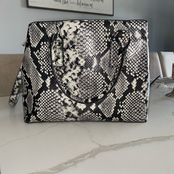 Aldo | Bags | Aldo Faux Snake Skin Handbag With Pink Accents | Poshmark